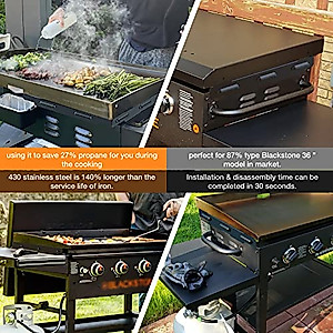 Upgraded Wind Guard for Blackstone Griddle 36",Blackstone Accessories Magnetic Stainless Steel,Grill Accessories Wind Screens Saving Propane,Protect Flame Hold Heat,Compatible with Rear Grease Cup