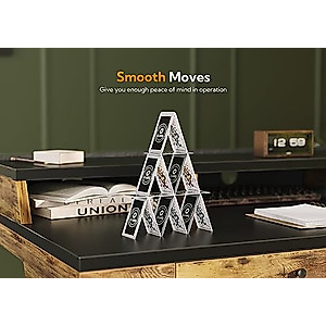 Claiks Standing Desk with Drawers, Electric Adjustable Standing Desk Adjustable Height, Sit Stand Up Desk with Storage Shelves & Wheels, 55 Inch Rustic Brown