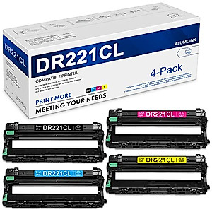 ALUMUINK [𝗛𝗶𝗴𝗵 𝗖𝗮𝗽𝗮𝗰𝗶𝘁𝘆] DR221CL DR-221CL Compatible 221CL Drum Unit Replacement for Brother HL-3140CW 3150CDN 3170CDW MFC-9130CW DCP-9015CDW Printer (4 Pack, 1BK/1C/1M/1Y)