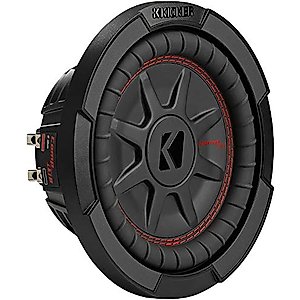 KICKER Subwoofer and Amp Package of 3 Items - 8" CompRT 600 Watt Max Sub, DS18 Class D 2-Channel Amplifier, and Complete 8AWG Wiring Kit