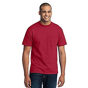Port & Company Men's 50/50 Cotton/Poly T Shirt with Pocket 5XL Red