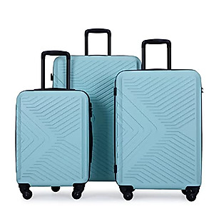 Tripcomp Luggage Sets Wear-Resistance Hardside Lightweight Suitcase Double Spinner Wheels, TSA Lock,Two Hooks, Scratch-resistant Carry-on,3 Piece Set(20inch 24inch 28inch) (Green)