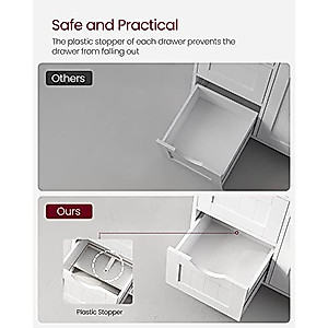 VASAGLE Bathroom Floor Storage Cabinet, Bathroom Storage Unit with 3 Drawers, Bathroom Cabinet Freestanding, Adjustable Shelf, 11.8 x 23.6 x 35.4 Inches, White UBBC542P31