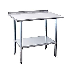Hally Stainless Steel Table for Prep & Work 24 x 36 Inches, Commercial Heavy Duty Table with Undershelf and Backsplash for Restaurant, Home and Hotel