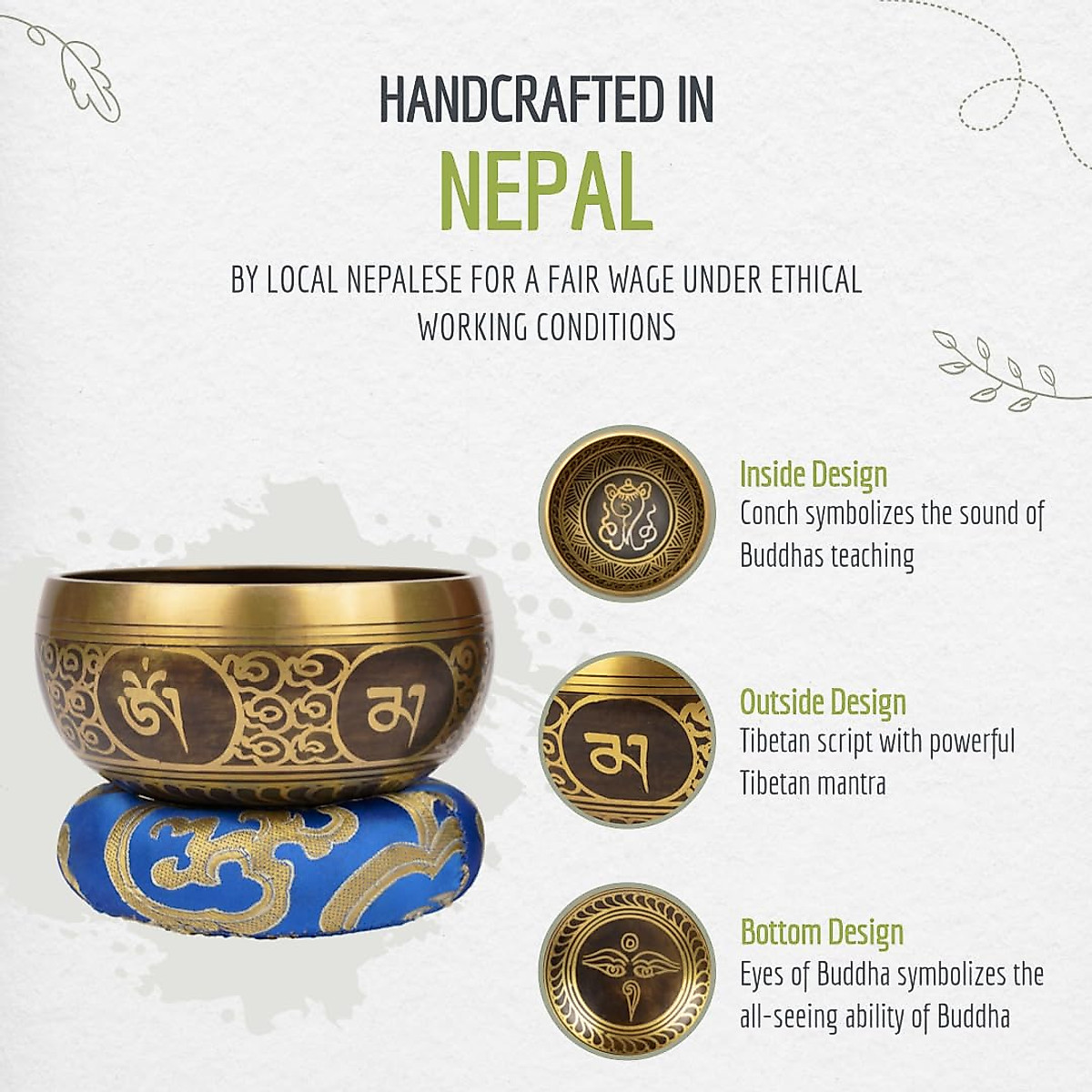 Wish Well Tibetan Singing Bowl Set ~ 4" Sound Bowl with 7 Chakra Crystal Stones, Rose Quartz Pendulum, Fabric Case, Cushion, & Mallet ~ Perfect For Meditation, Yoga, Spiritual Healing, & Mindfulness