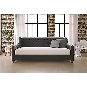 DHP Jordyn Diamond Tufted Upholstered Daybed/ Sofa Bed, Twin Size Frame, Gray Velvet