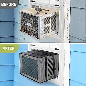 Window Air Conditioner Cover for Outside 25.5"Wx20.5"Dx18"H, Waterproof Outside Window Ac Cover, Ventilated Mesh Window Ac Unit Cover to Protect Against Cotttonwood Fluff, Leaves, Debris, Pine Needles