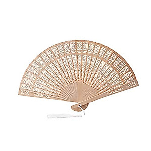 Sepwedd Set of 50pcs Sandalwood Fan Baby Shower Gifts Favors with Gift Bags and Tassels Wooden Folding Fan