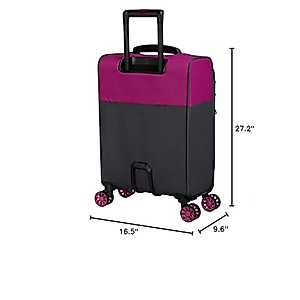it luggage Duo-Tone 27" Softside Checked 8 Wheel Spinner, Fuschia Red/Magnet