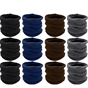 Winter Neck Gaiter, 12 Pack, Fleece Lined Interior Warm Cold Weather Scarf Wrap, Mens or Womens Bulk (12 Pack Assorted Solids)