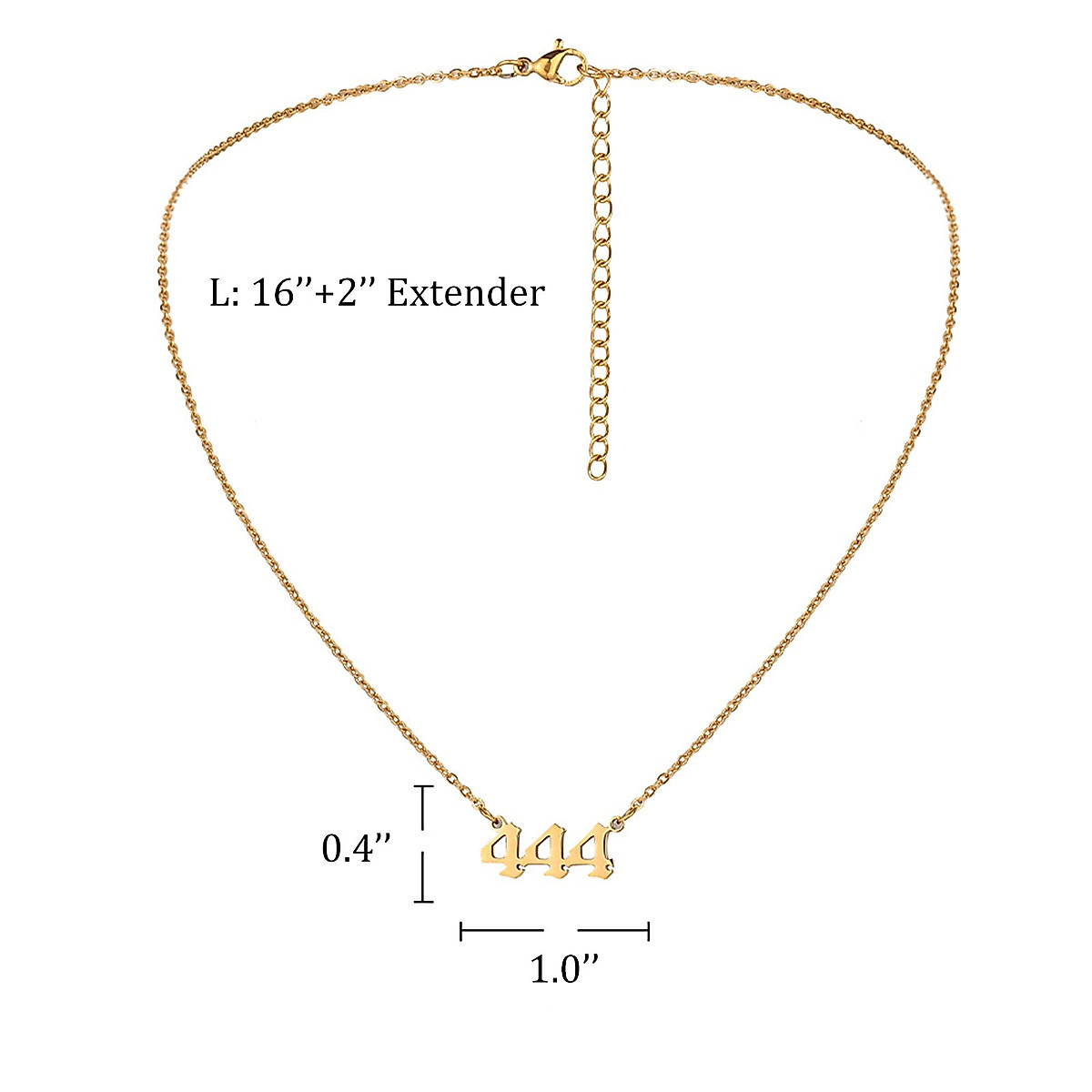 SMUK Angel Number Necklace, Dainty 18K Gold Plated Number 444 Necklace Gold Pendants Choker Necklace Numerology Jewelry with Angel Number Ring for Women Gifts (444-Gold)