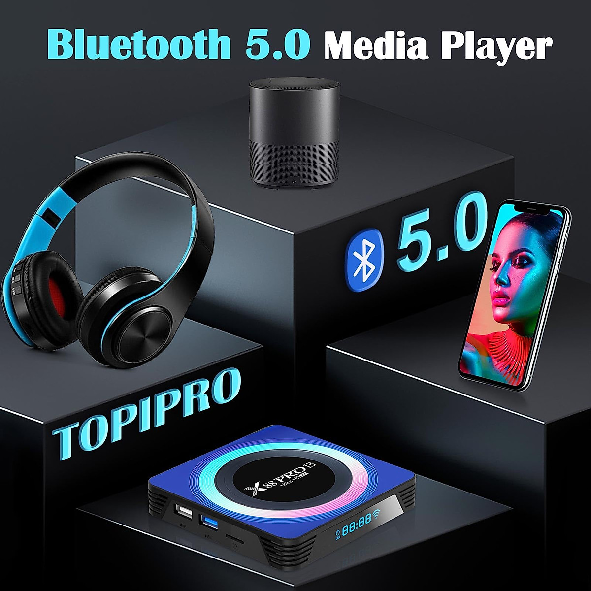 Android 13.0 TV Box 4GB 32GB X88 Pro 13 Android TV Box 2024 RK3528 8K Smart TV Box with WiFi 6 2.4G/5.8G USB 3.0 BT 5.0 HDR 10+ with Mini Backlit Keyboard