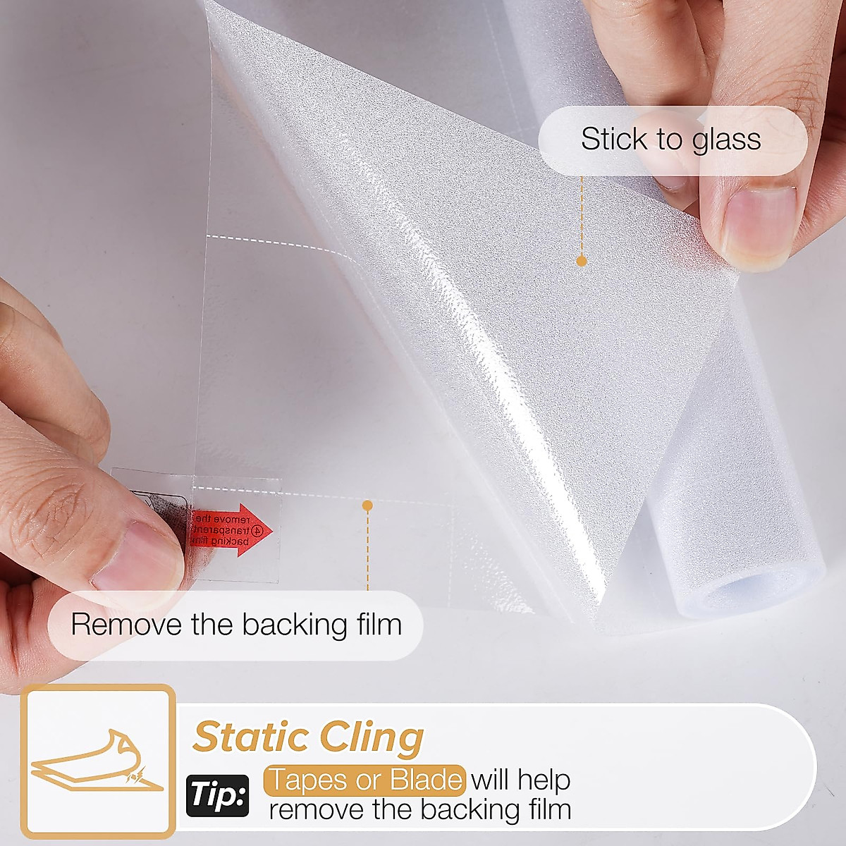 rabbitgoo Frosted Glass Window Film, Privacy Film for Glass Windows Static Cling, Removable Indoor Frosting Clings for Bathroom, Pure, 11.8 x 78.7 inches