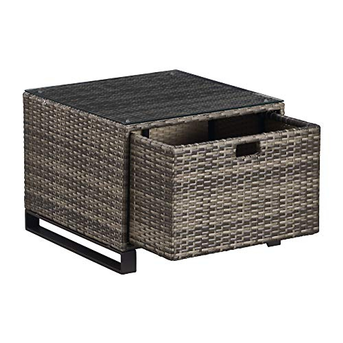 Tommy Hilfiger Oceanside Patio Rattan Outdoor Furniture Collection with All-Weather Brown Resin Wicker Frame, Porch or Pool, Garden, Side Table