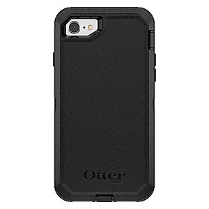 OtterBox iPhone SE 3rd & 2nd Gen, iPhone 8 & iPhone 7 (not compatible with Plus sized models) Defender Series Case - BLACK, rugged & durable, with port protection, includes holster clip kickstand