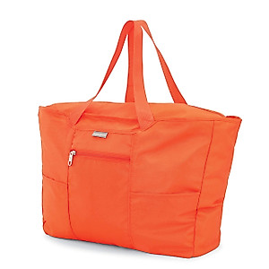 Samsonite Foldaway Packable Tote Sling Bag, Orange Tiger, 15.35x12.59x5.9 inches