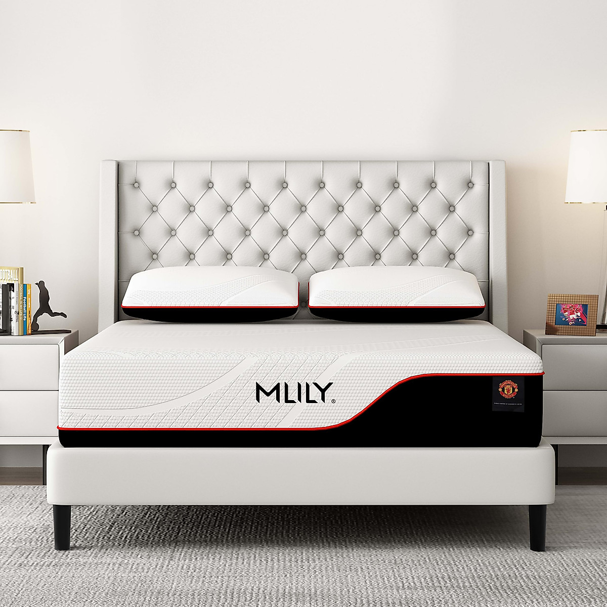 MLILY Full Size Mattress, Manchester United 12 Inch Memory Foam Mattress, Cool Sleep & Pressure Relief, Made in The USA of US Foam and Global Materials, White