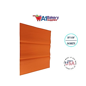 Orange Tissue Paper Squares, Bulk 24 Sheets, Premium Gift Wrap and Art Supplies for Birthdays, Holidays, or Presents by Feronia packaging, Large 20 Inch x 26 Inch