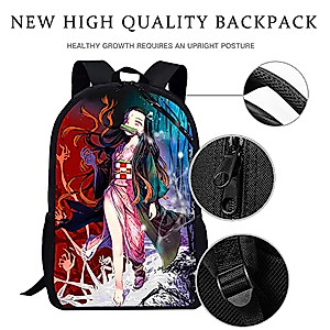 Dtuxgbi 2PCS Set Anime Backpack Lunch Box, Classic Anime Bookbag Lunch Bag, Casual Shoulders Backpack Lightweight Laptop Bag