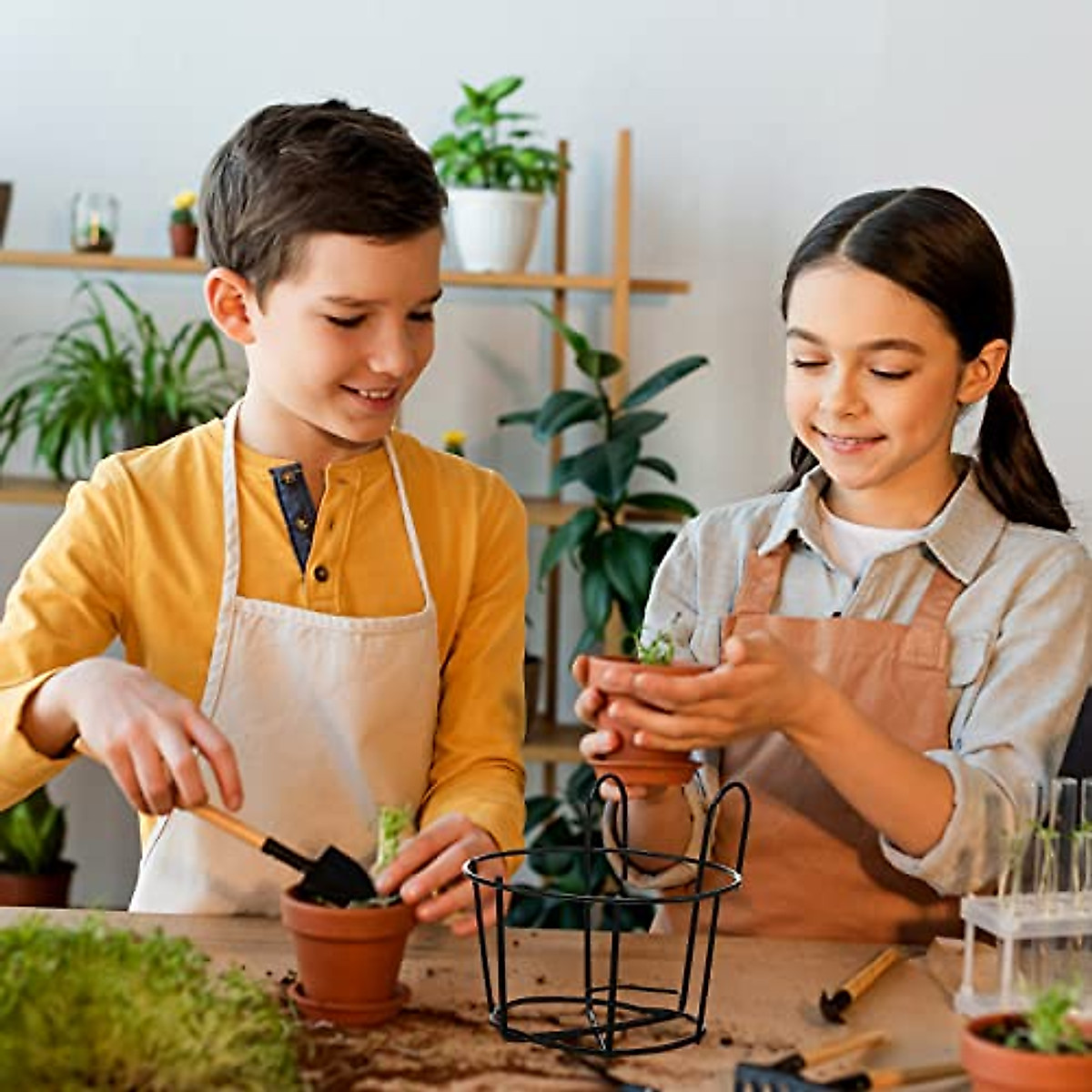 Wesiti 10 Pcs Round Hanging Flower Stand Balcony Planters Railing Hanging Metal Rack Fence Railing Planters Outdoor Balcony Hanging Flower Stand Shelf Container