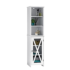 Sauder Cottage Road Linen Tower, L: 14.76" x W: 15.35" x H: 60.63", White Finish