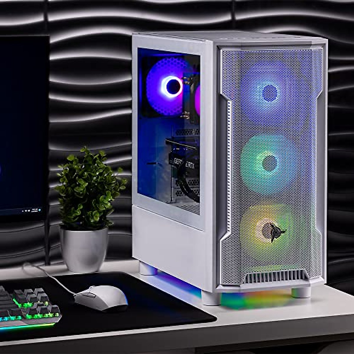 Skytech Gaming Skytech Archangel Gaming PC Desktop – Intel Core i5 12400F 2.5 GHz, NVIDIA RTX 4060 Ti, 1TB NVME SSD, 16GB DDR4 RAM 3200, 650W Gold PSU, 11AC Wi-Fi, Windows 11 Home 64-bit,White