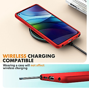 Oududianzi Case for Moto g-Stylus 5G 2021 Case,[2 Tempered Glass Screen Protector], Soft TPU Liquid Silicone Case, Shockproof Rubber Silicone Gel Case-Red