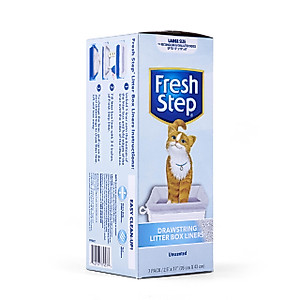 Fresh Step Drawstring Cat Litter Box Liners, Unscented, Size Large, 30" x 17" - 7 Count | Kitty Litter Bags, Cat Litter Liners for All Cats to Keep Your Home Clean