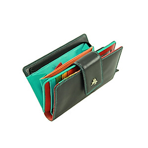 VISCONTI SP30 YLANG Spectrum Collection Multi Colored Soft Leather Bifold Wallet (Red)