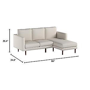 Amazon Brand – Rivet Revolve Modern Upholstered Sofa with Reversible Sectional Chaise, 80"W, Linen