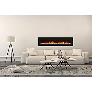 Cheerway 72 inch Wall Mounted &Recessed in Wall Electric Fireplace with Heater, Linear Wall Fireplace w/Thermostat, Adjustable Flame&Fuel Color, Remote & Touch Control w/Timer, 750W/1500W