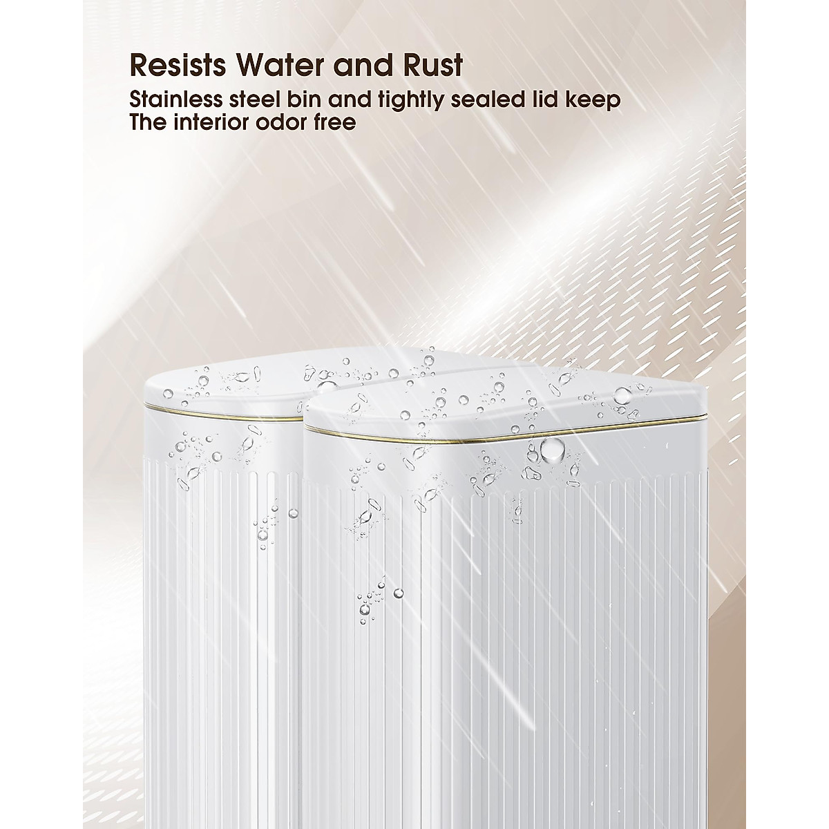 CEROELDA White Bathroom Trash Can with Lid-10L/2.6 Gallon Stainless Steel Step Slim Garbage Can-Rectangle Pedal Trash Bin for Narrow Office, Kitchen, Bedroom, Toilet-Soft Close (B-White/2.6 Gallon)