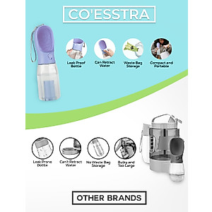 CO'ESSTRA Pet Water Bottle - Portable Dog Water Bottle Dispenser with Poop Bag - 20oz Leak Proof Dog Travel Water Bottle with Feeder - Puppy Water Bottles for Walking, Hiking, Camping