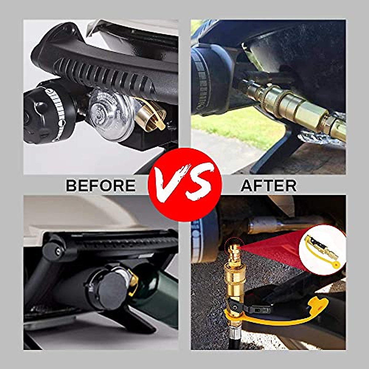 MCAMPAS 12FT Propane Hose 1/4" Quick Disconnect Adapter Kit with 1/8”Female Thread x 1/4”Quick Connect Plug Replacement for Weber 54060001 Q2200,51010001 Q1200 Grill Easy to Hook Up RV Motorhomes