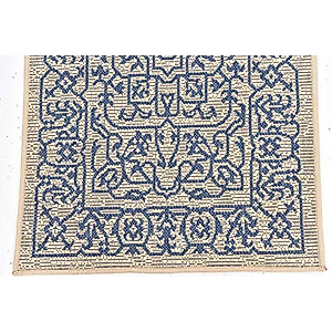 Unique Loom Outdoor Botanical Collection Area Rug - Allover (2' 2" x 3' 1" Rectangle, Beige and Blue/ Blue)