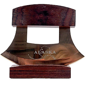 ALASKA COPPER BLADE WOOD HANDLE ULU KNIFE