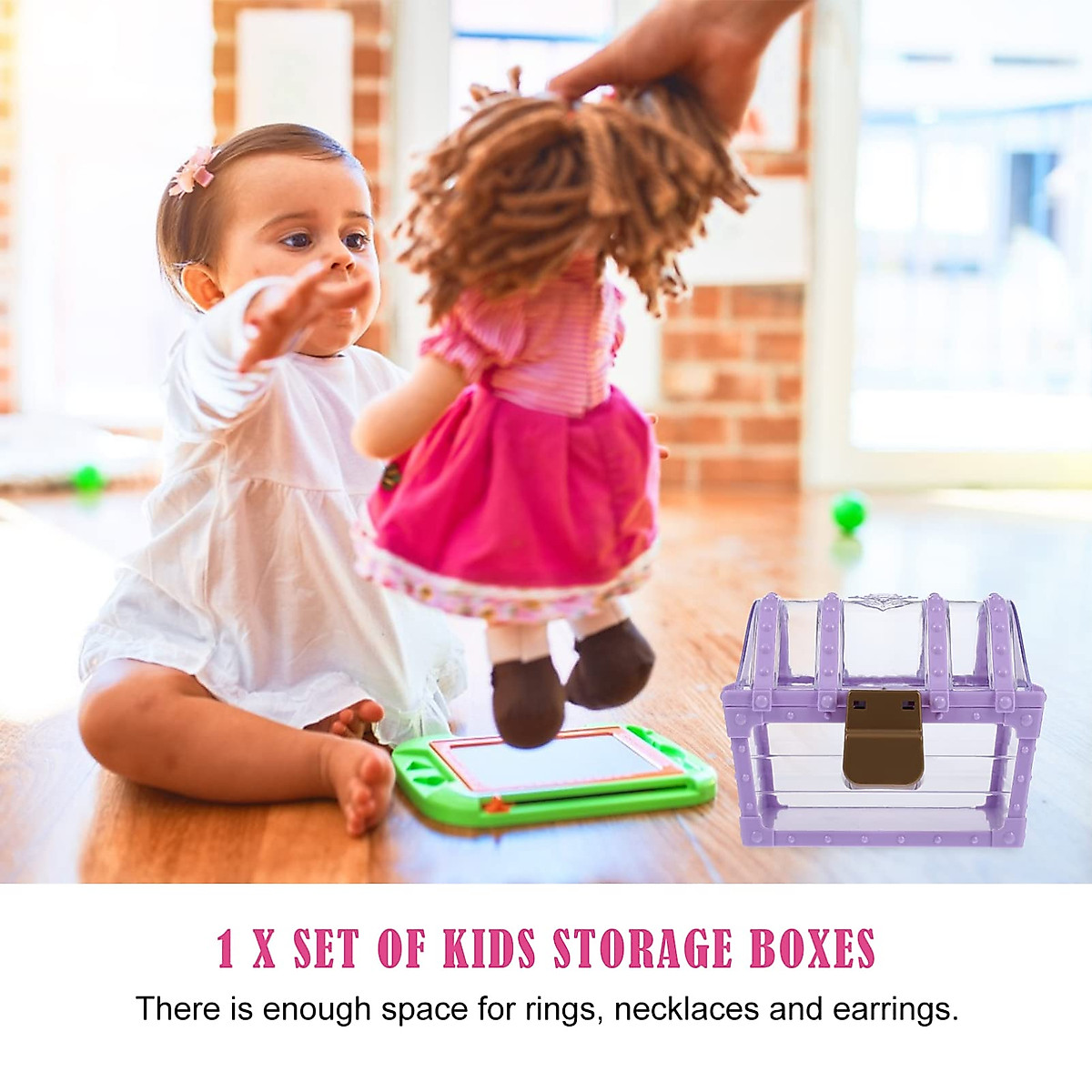 ibasenice 1set Pirate Art Treasure Chest Lovely, of Girls Toys and Diamond Jewelry Bin Children Trays Clear Trunks Decor Home Storing Jewery Earring Accessories Transparent