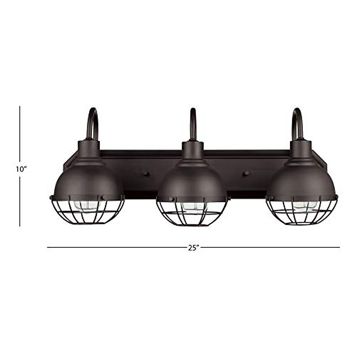 Globe Electric 51620 Eli 3-Light Caged Vanity Light, Dark Bronze, Bulbs Included, 220 Lumen