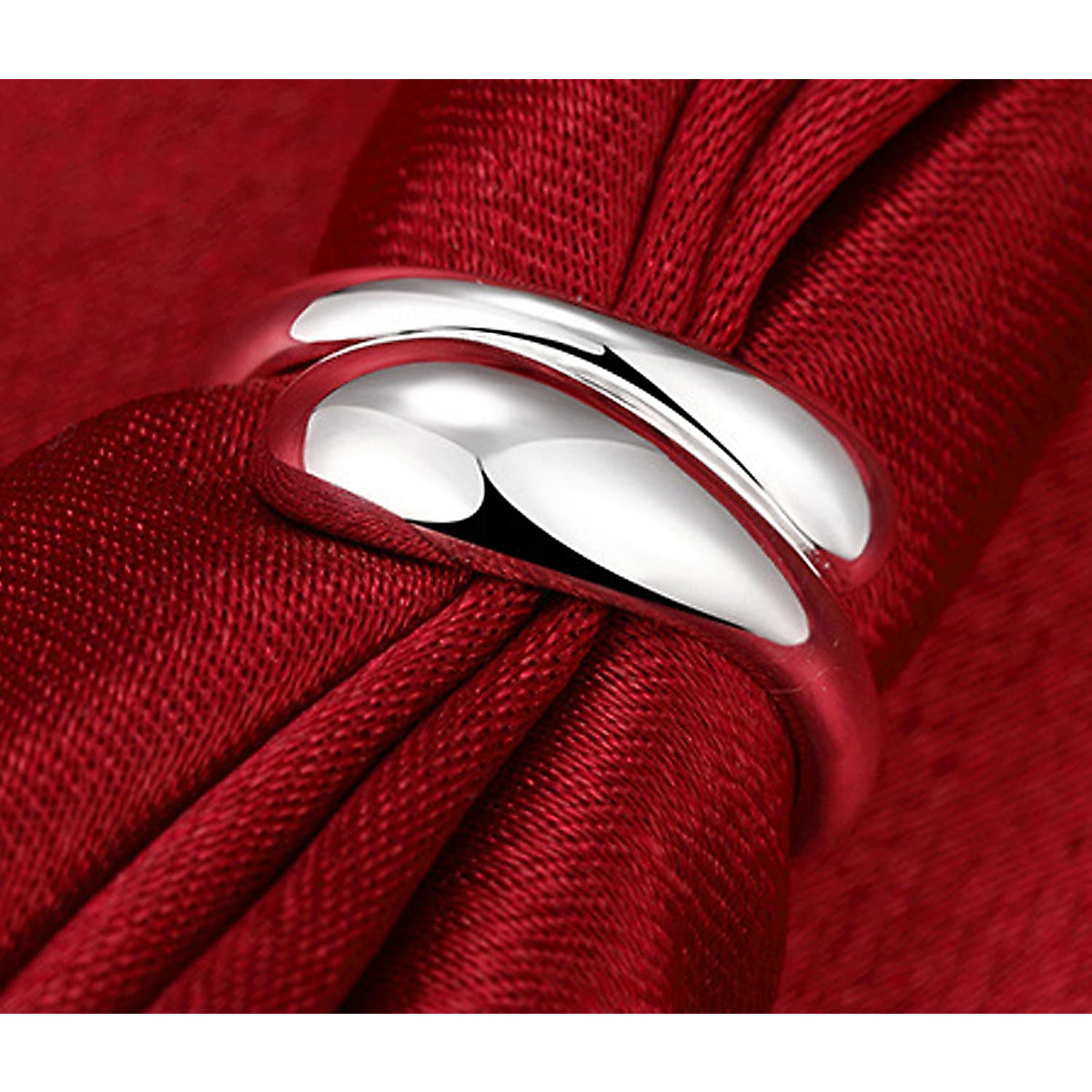 925 Sterling Silver Handmade Ring Adjustable Open Rings for Women and Men, Cross Heart Wedding Band Zircon Promise Ring Valentine's Day Gifts (Water Drop)