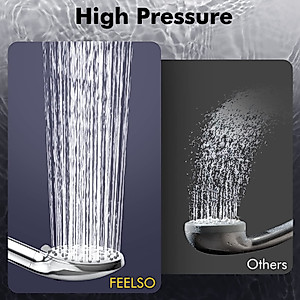 FEELSO Filtered Shower Head with Handheld, High Pressure 7 Spray Mode Showerhead Built-in Power Wash with Hose, Bracket and 15 Stage Hard Water Shower Filter for Remove Chlorine and Harmful Substances