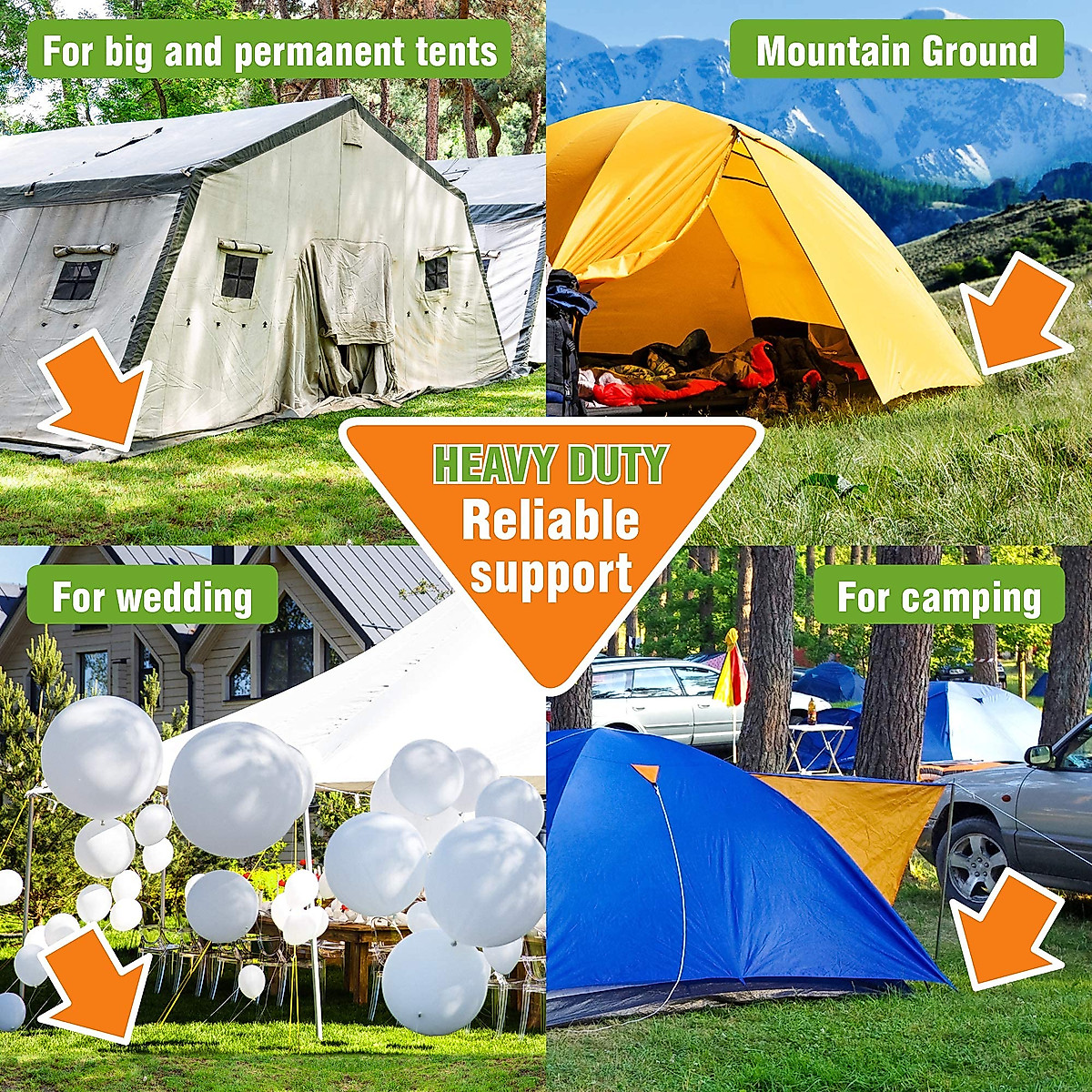 Tent Pegs Heavy Duty Extra Strong Galvanized Tent Stakes 12 inch Steel Tent Pegs for Garden Fence Sand