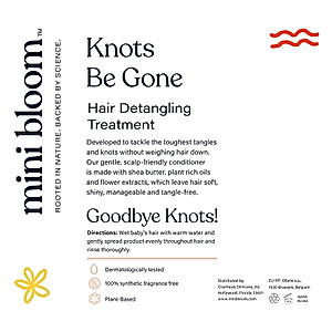 Mini Bloom Knots Be Gone Detangling Conditioner Treatment | Detangler Baby & Kid Safe | Made w/Shea Butter, Plant Rich Oils & Flower Extracts | Leaves Hair Soft, Shiny, Manageable Tangle-free 16.6oz