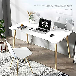 Modern Simple Style Computer Desk,Solid Wood Ergonomic Writing Table Workstation,Pc Laptop Study Writing Desk Workstation for Home Office