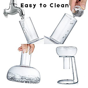 YouYah Wine Decanter Set,Red Wine Carafe with Drying Stand,Cleaning Beads and Aerator Lid,Crystal Glass,Wine Aerator,100% Hand-blown,Wine Gifts for Men (1300ML)