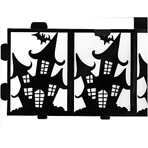 Halloween PVC Haunted House Bat and Spider Decorative Lanterns Battery Powered LED Light Up Electric Votive Candle Tea Light Foldable Collapsible -Set of 2