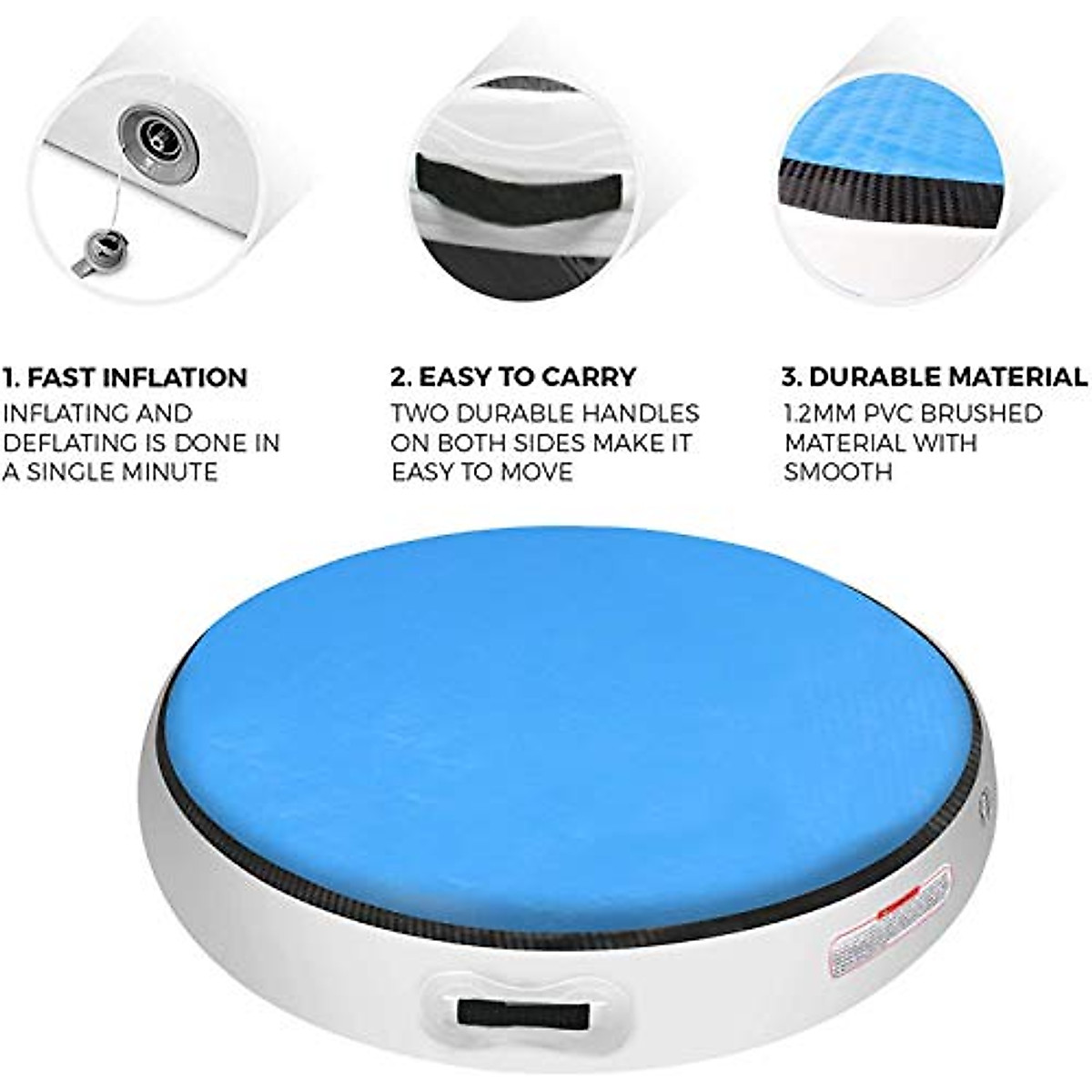 Inflatable Air Spot Tumbling Circle Mat for Exercise 3.3ft Thickness 8 Inches Training Air Mat for Gymnastics with Air Pump