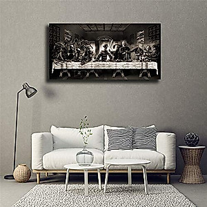 The Last Supper,Dark Evil Horror Spooky Creepy,Halloween,Wall Art Home Wall Decorations for Bedroom Living Room Oil Paintings IFUNEW Canvas Prints-1157 (Unframed,16x32inch)