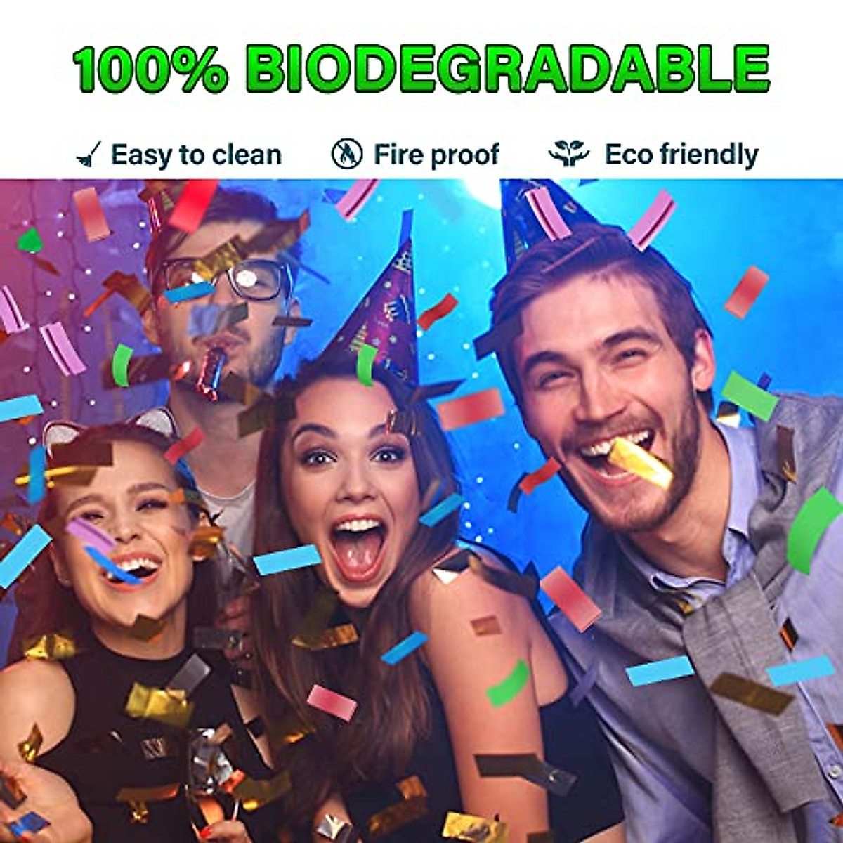 Confetti Cannon Party Poppers [6 Pack], Gift 3 Magnetic Photo Frames, Multicolor Biodegradable Confetti Shooters for Wedding, Birthday, Party, Graduation Celebrations, New Year’s Eve