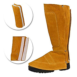 NEWCOMDIGI Welder Shoe Protector, Long Calf Protectors, Heat and Abrasion Resistant Welding Spats Shoes Cover, Welder Thick Protection Boot Cover