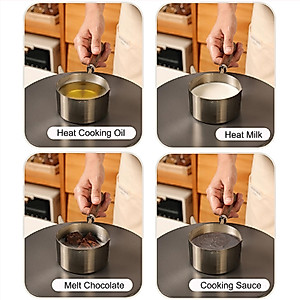 Food grade Stainless Steel Mini Butter Warmer, Mini Milk/Coffee Warmer, 8.5 oz (250 ml) Milk Warmer, Small Baby Food Warmer with Dual Spouts, Chocolate Melting Pot